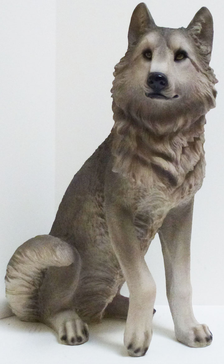 DAKOTA Large Sitting Wolf Statue Figurine H21" x L15.25" x W10.5" | eBay