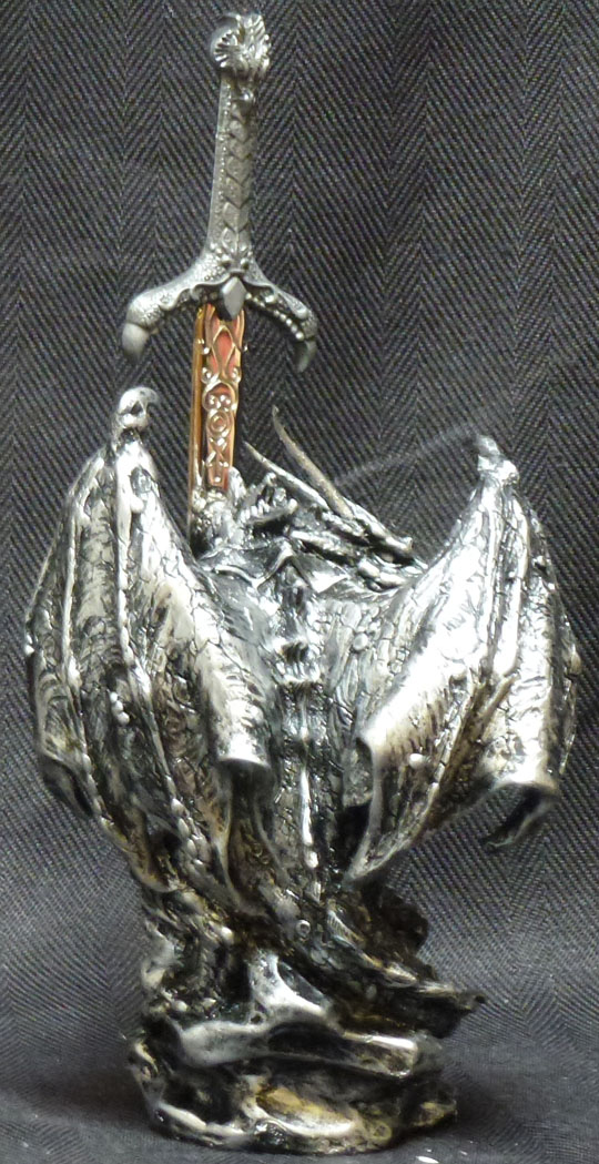 POSSESSION Dragon Sword on Rock with Crystal Letter opener Figure ...