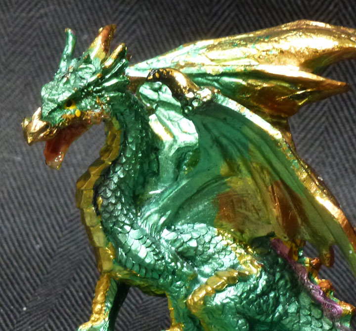 GREEN CRYSTAL WATER DRAGON Perched Near Pond H3.5'' x W3.75" Statue ...